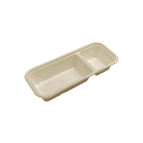 Compostable 2 Compartment Rectangular Box 17oz _LE-500B2
