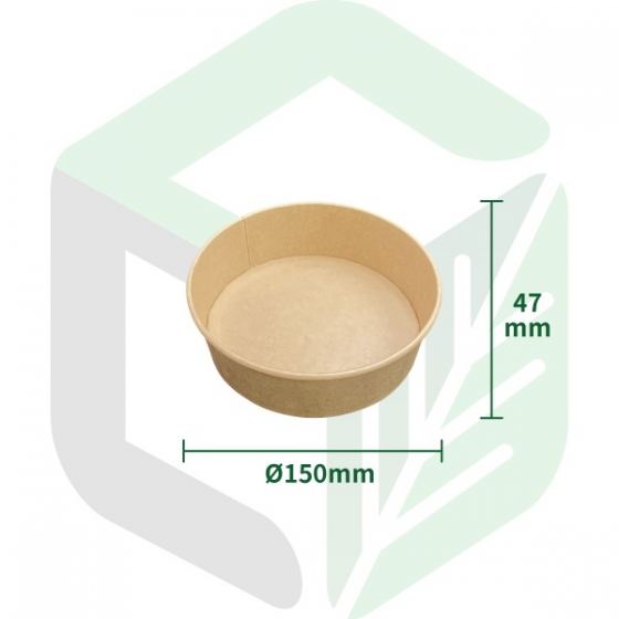 Kraft Round Paper Food Container Φ15cm 500ml