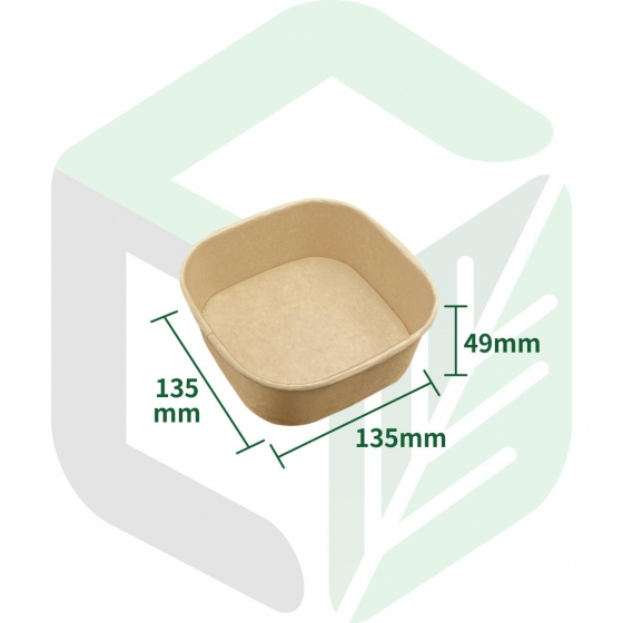 Square Kraft Paper Food Containers 500ml_KS1316B
